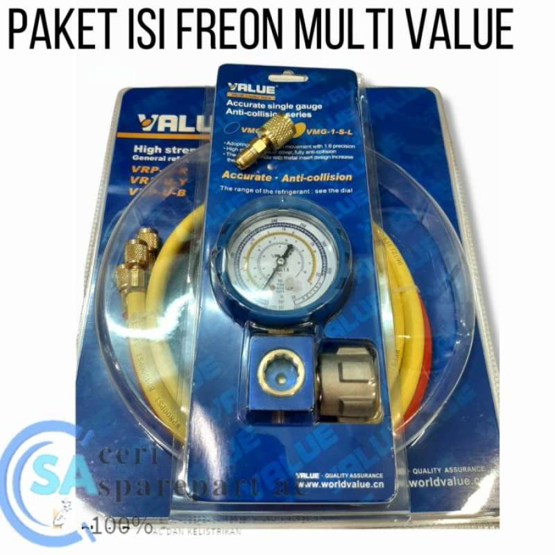 Promo Paket isi freon multi VALUE MANIFOLD SELANG R22 3PCS DAN ADAPTOR ...