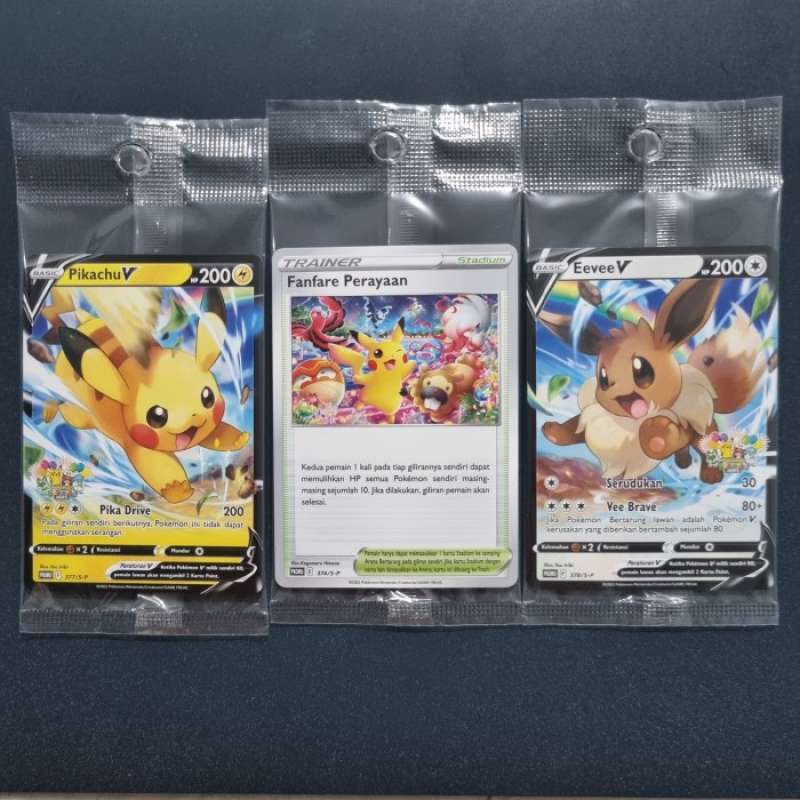 Promo Kartu Pokemon Festival Jakarta - Pikachu V Eevee V Fanfare Perayaan Diskon 23% Di Seller ...
