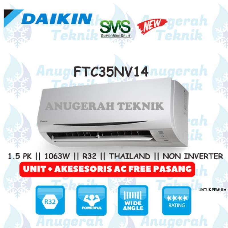 Jual AC SPLIT DAIKIN 1.5 PK 1.5PK R32 THAILAND NON INVERTER - FTC35NV14 di Seller Elekto Store ...