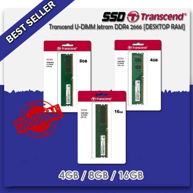Promo Transcend U-dimm Jetram Ddr4 2666 Ram Komputer Dekstop Diskon 23% Di Seller Xixistore ...
