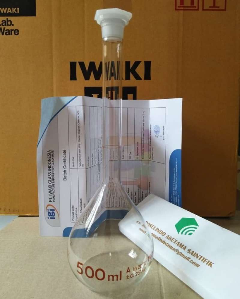 Promo Labu Ukur Clear 500 Ml Pp Stopper Volumetric Flask Iwaki Asli Class A Diskon 17% Di Seller ...