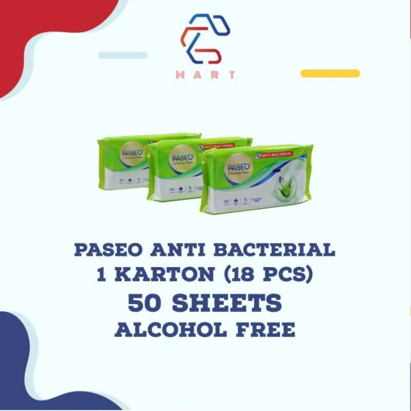 Promo Tissue Basah Paseo Anti Bakteri 50 Sheets 1 Karton (18 Pcs ...
