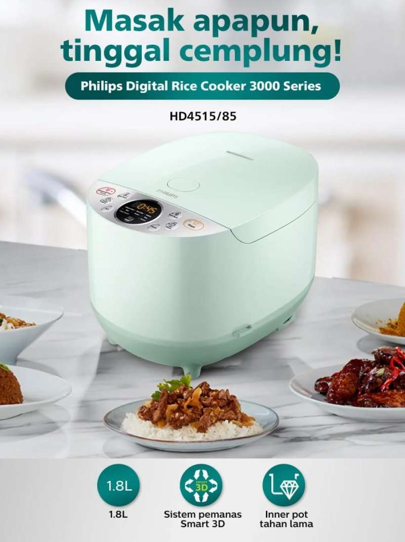 Jual Rice Cooker Digital 1.8l Philips Hd4515/85 - Green - Batam Di ...