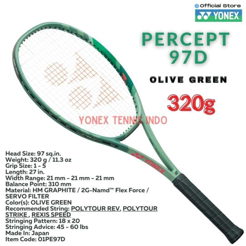 Jual Yonex PERCEPT 97D - 320 gram Olive Green - racket tennis di Seller ...