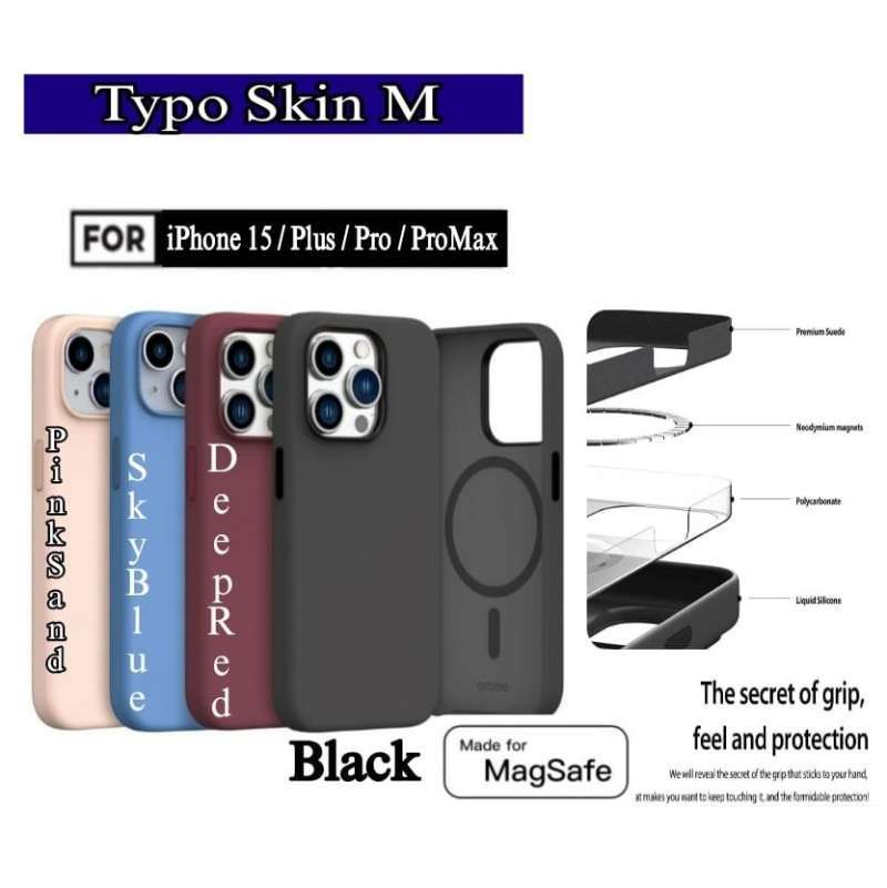 Promo Case iPhone 15 Pro Max 15 Pro Araree Typo Skin MagSafe Compatible - iPhone 15 Black Diskon ...