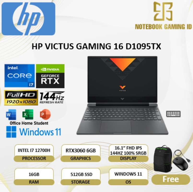 Promo HP VICTUS GAMING 16 D1095TX I7 12700H 16GB 512GB RTX3060 6GB ...