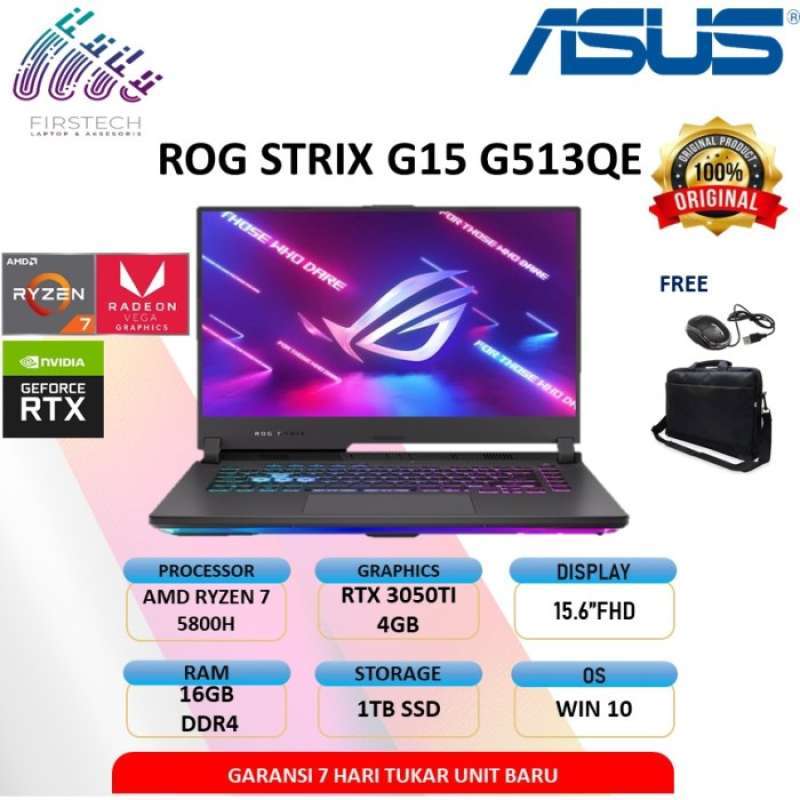 Promo ASUS ROG STRIX G15 G513QE AMD RYZEN 7 5800 16GB 1TBSSD RTX3050TI ...