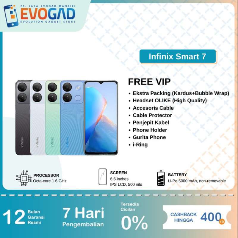 Promo Infinix Smart 7 X6515 Android 12, IPS LCD - Garansi Resmi Infinix ...