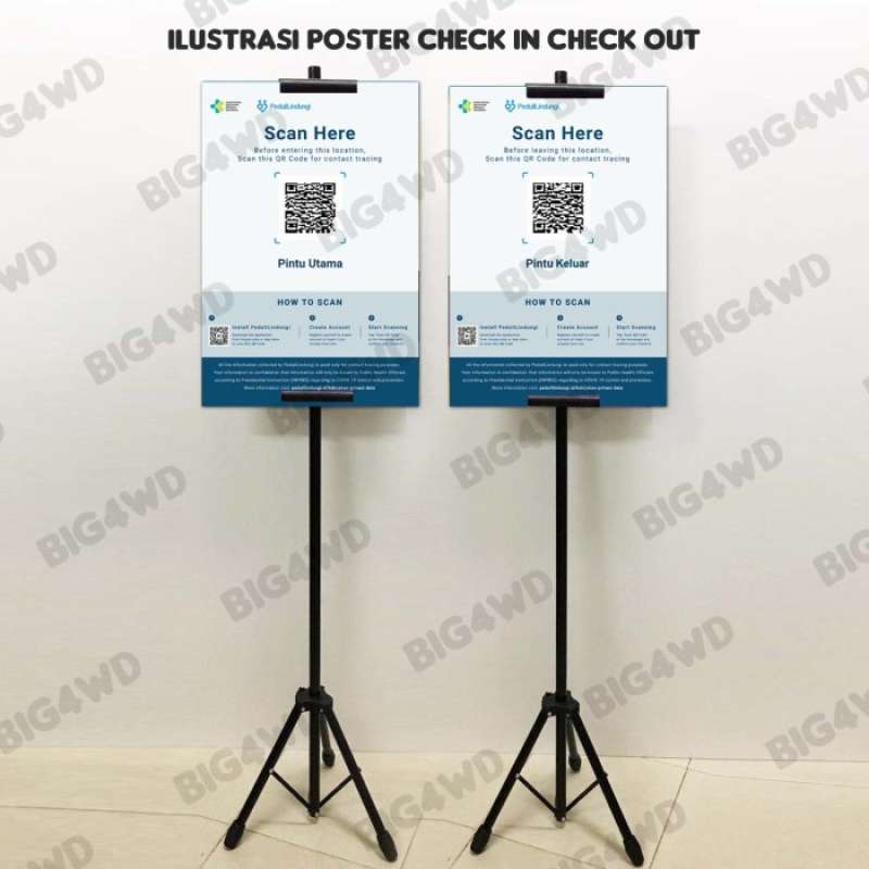 Promo Standing Tripot Poster Check In Check Out Lengkap Kaki + Papan ...