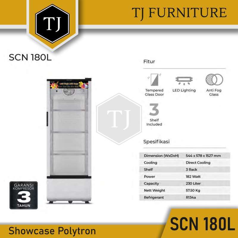 Promo Showcase Lemari Pendingin Minuman Polytron SCN 180L SCN180L ...