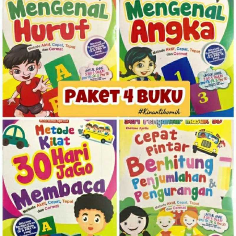 Promo Paket 4 Buku Pintar Huruf Angka Membaca Berhitung Diskon 31% di ...