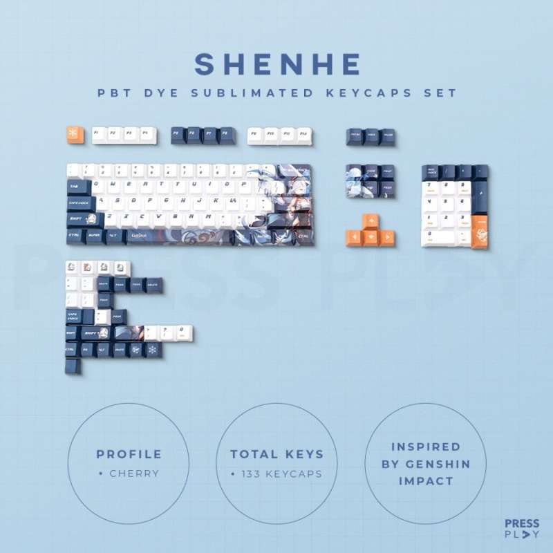 Jual Press Play Genshin Impact SHENHE PBT Dye Sub Keycaps di Seller ...