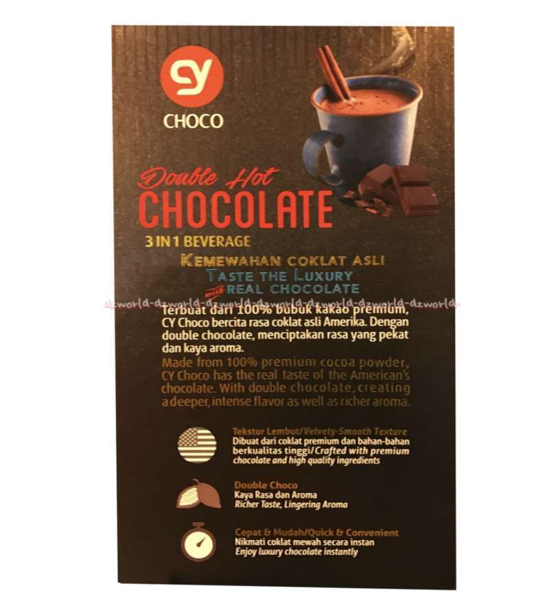 Jual Cy Choco Double Hot Chocolate 3 In 1 Beverage Minuman Coklat Instan Isi 10 Sachet Cokelat ...