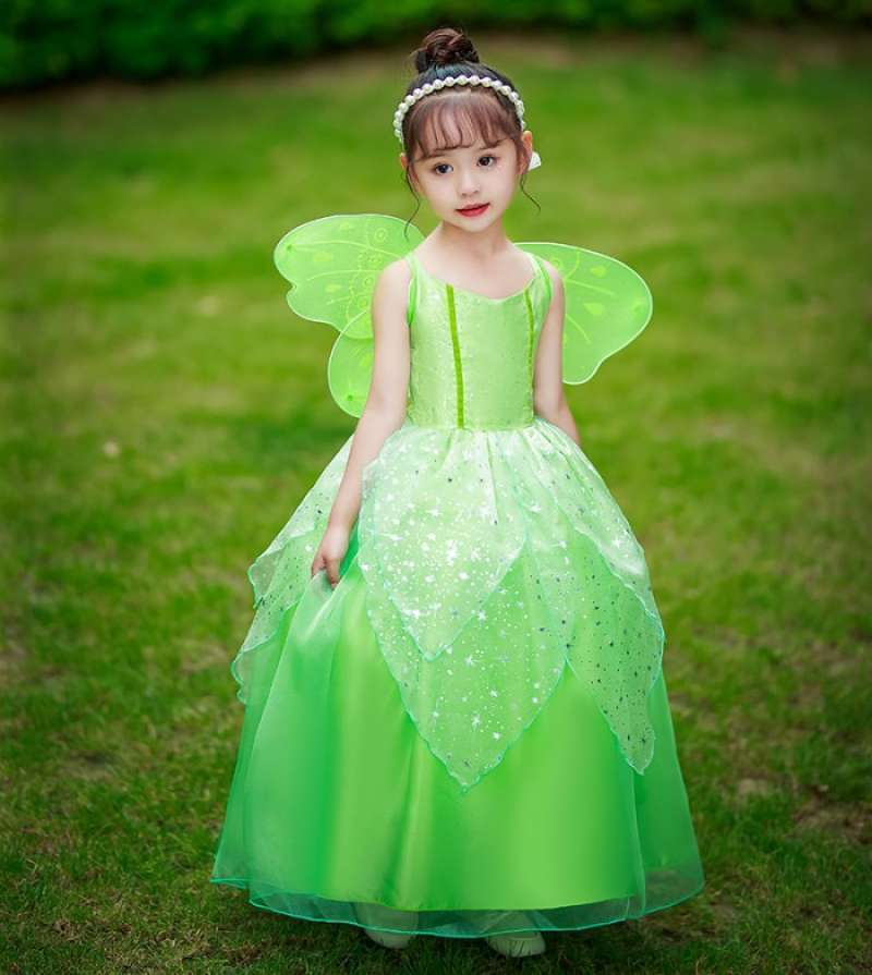 Promo BAJUKIDDIE TINKERBELL DRESS WING KOSTUM PERI HIJAU DAUN SAYAP ...