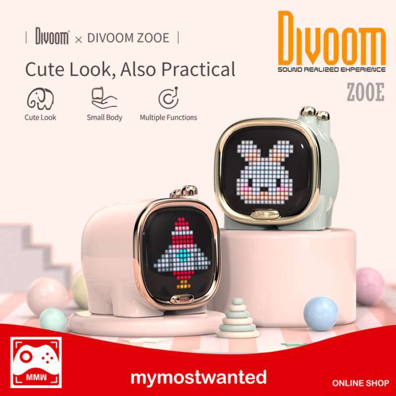 Promo DIVOOM SPEAKERS CUTE CUSTOM LED PIXEL ART BLUETOOTH - ZOOE PINK ...