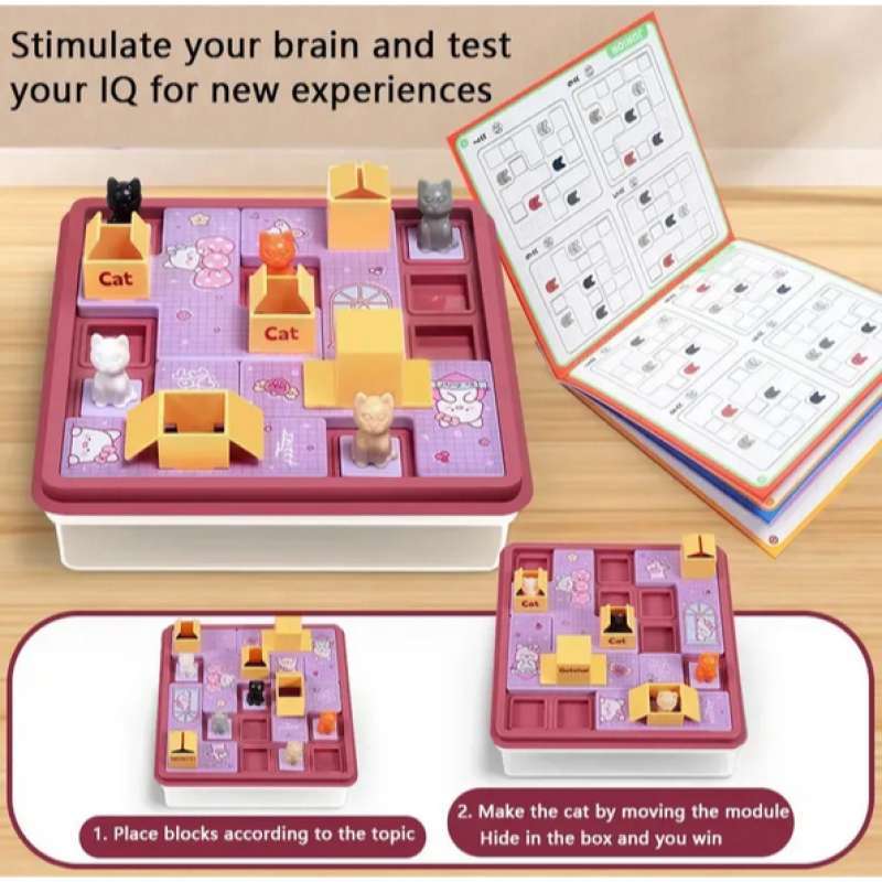 Jual MALOTOYS - Cats & Boxes Maze Logic Brain Game Puzzle Hiding Cat ...
