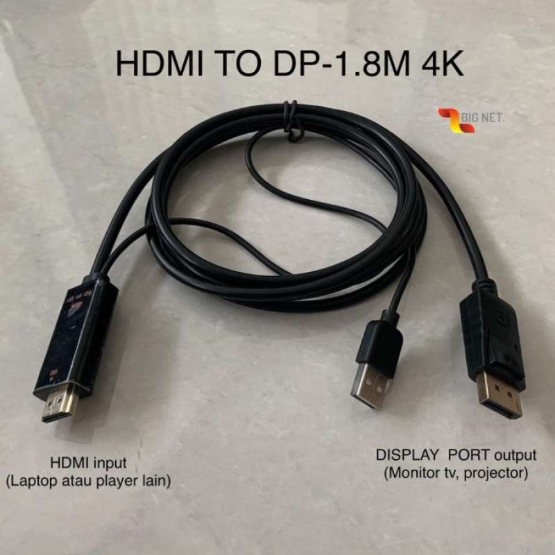 Promo Hdmi To Dp Displayport-1.8 Meter 4k Converter/ Hdmi To Dp-1.8m 4k ...