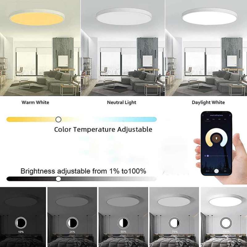 Jual Moesdal Lampu Plafon Minimalis Led Smart Lamp Rgbcw 220v 24w Skcl ...