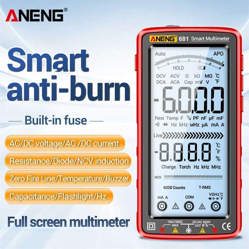 Jual Digital Multimeter Large Lcd Screen 6000 Count 1200mah 681 Tespen ...