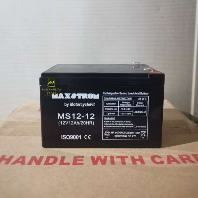 Promo Aki Kering Maxstrom Ms12-12 Vrla Ups 12v-12ah Battery Sepeda ...