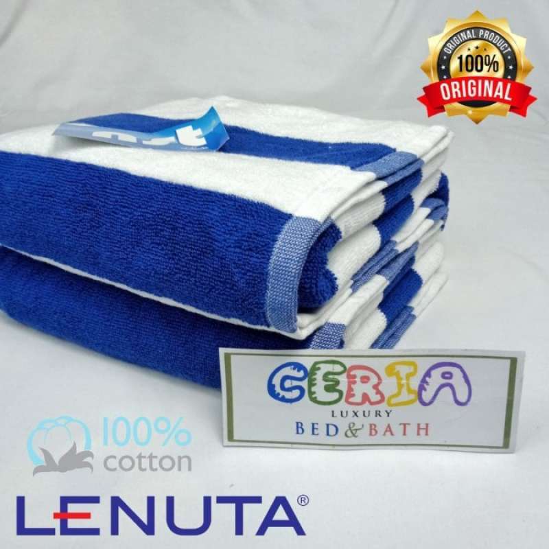 Promo Handuk Jumbo Lenuta Biru Bca Stripe Putih Uk.150 X 85 ...