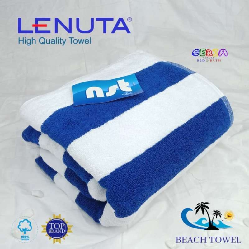 Promo Handuk Jumbo Lenuta Biru Bca Stripe Putih Uk.150 X 85 ...