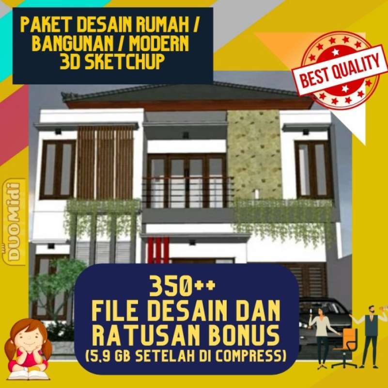 Jual 350+ Desain Rumah / Bangunan / House Modern 3d Design Sketchup ...