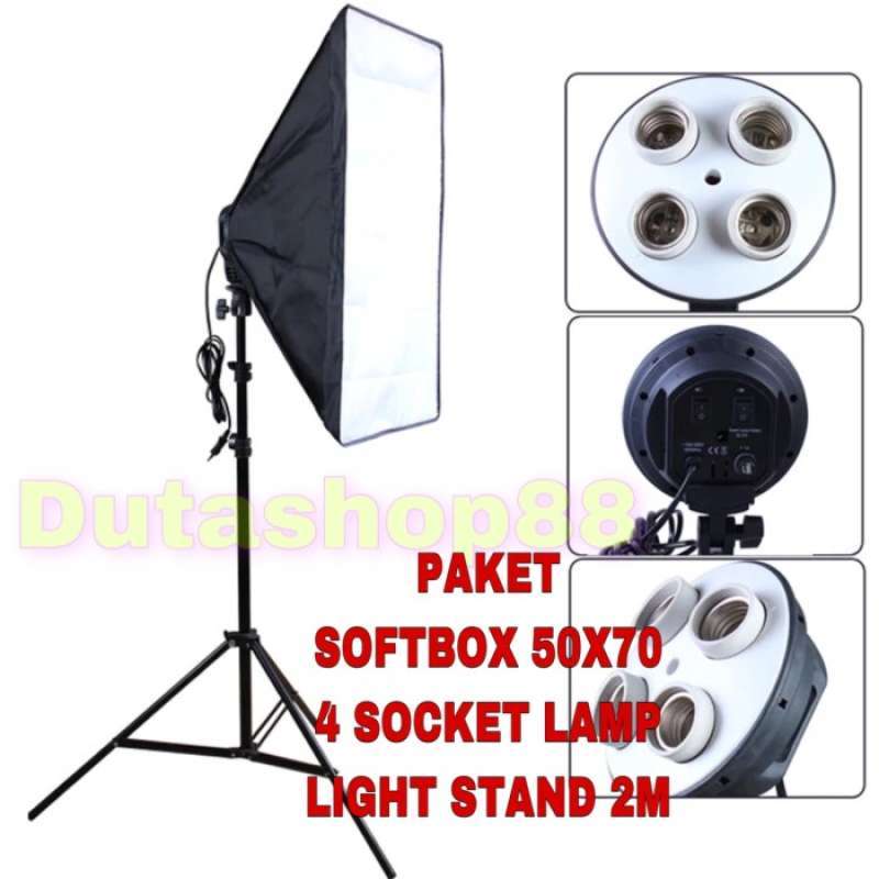 Jual Paket Studio Softbox 4 Socket Holder Lampu E27 + Lightstand Di ...