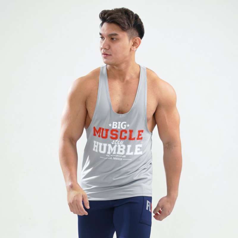 Jual Flexzone Stringer Gym Big Muscle Series Fss-042 Singlet Fitnes Fitness - Abu-abu Xl Di ...