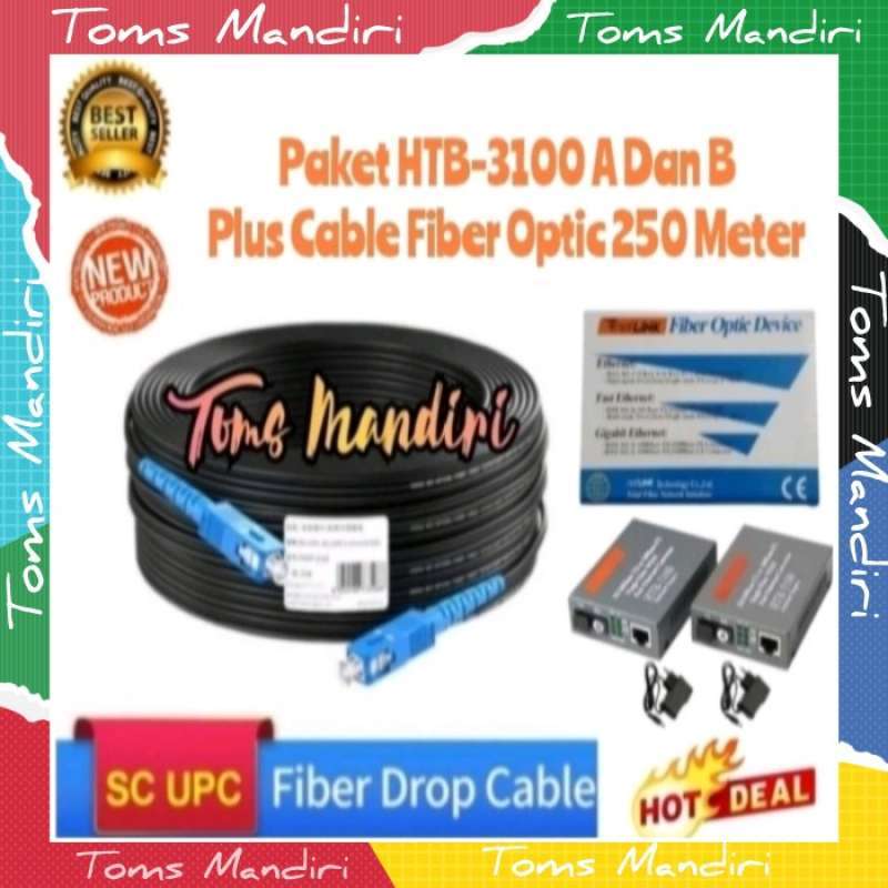 Promo Paket Cable Fiber Optic 250 Meter + Media Converter Htb 3100 A ...