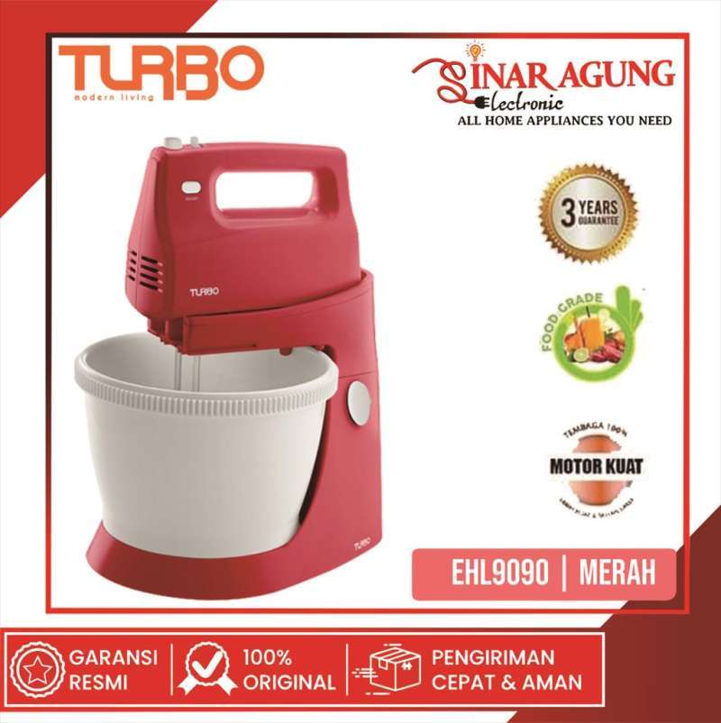 Promo Turbo Ehm9090 / Ehm-9090 Stand Mixer 3.5 Liter Red - Garansi ...
