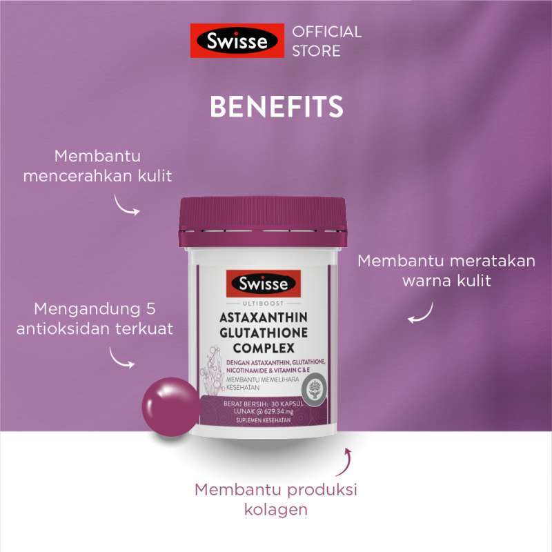 Promo Bundling Swisse Ultiboost Astaxanthin Glutathione Complex 30s + Swisse Beauty Collagen ...