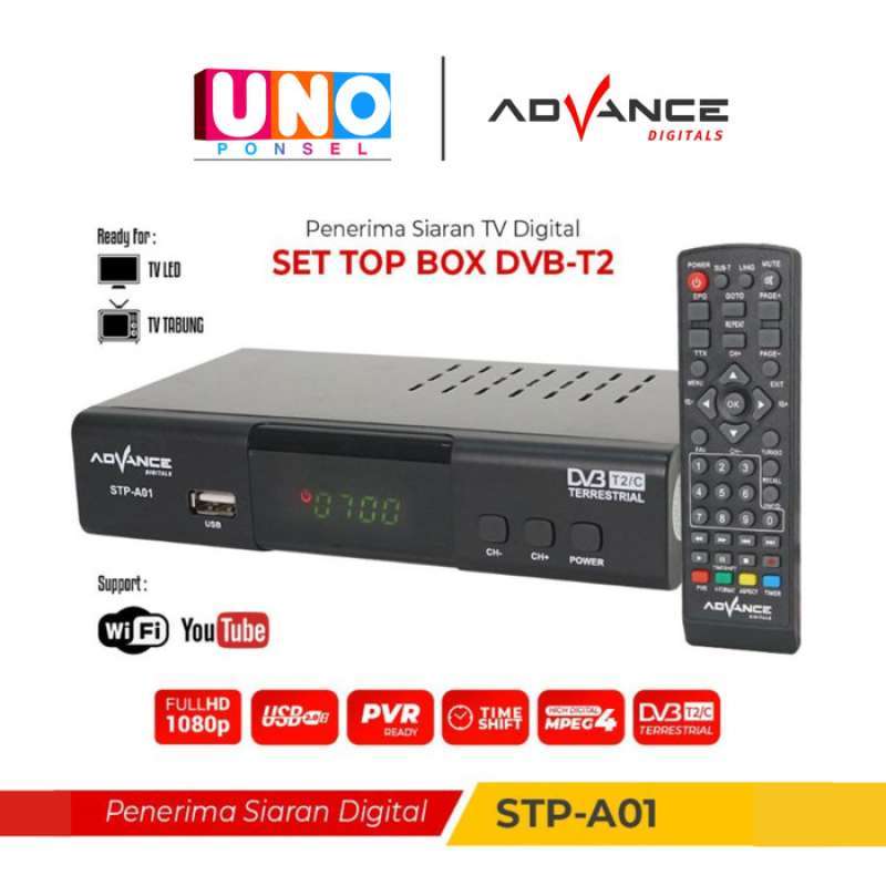 Jual Advance Set Top Box Dvb-t2 Stp-a01 Tv Digital Full Hd Receiver - Stb + Dongle Di Seller ...