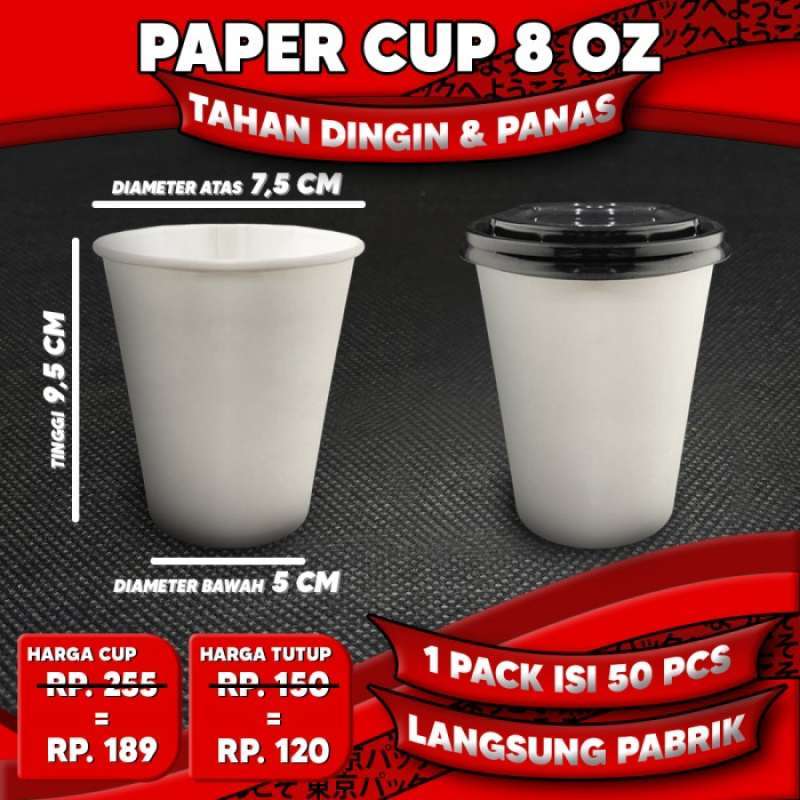 Promo Paper cup 8 oz / Gelas Kertas Kopi / Paper Cup Hot n Cold Diskon ...