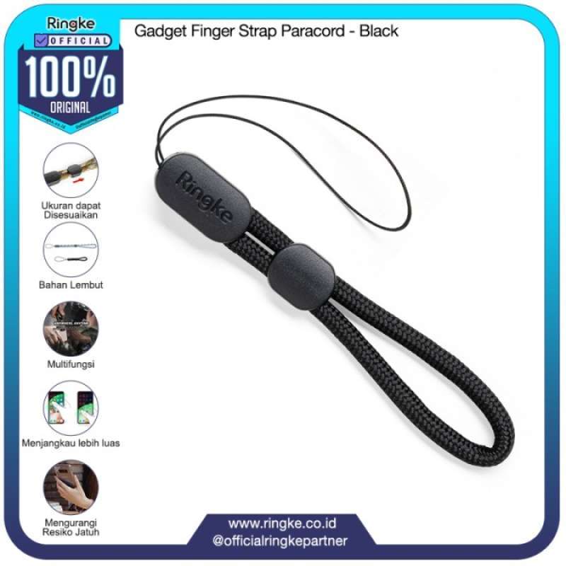 Jual Ringke Gadget Finger Strap Paracord Black Gantungan HP USB Kamera ...