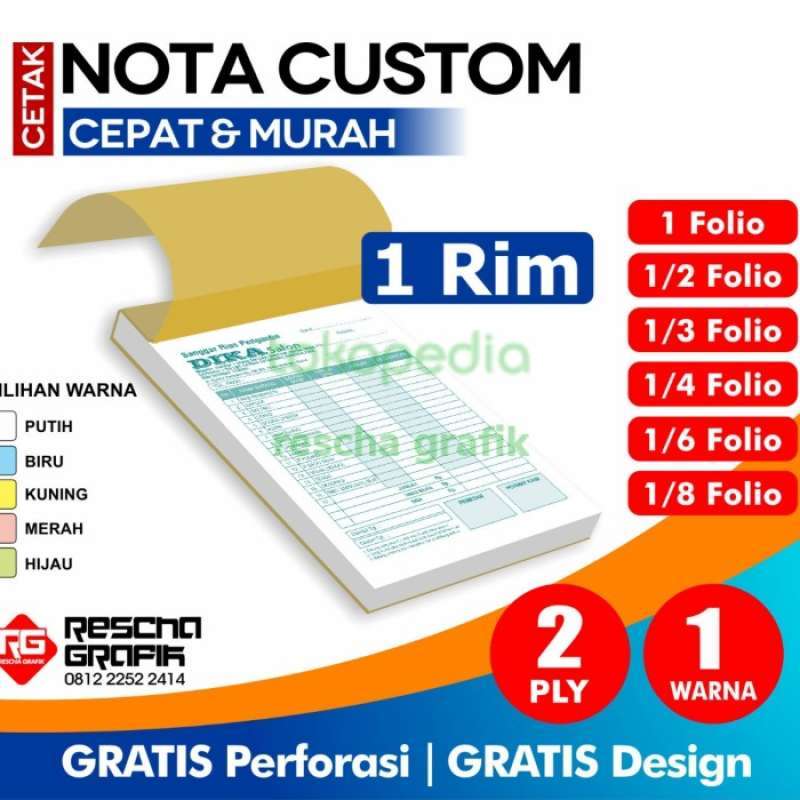 Jual Cetak Nota Custom 1 Rim 2 Ply / Rangkap (kwitansi, Surat Jalan Dll ...