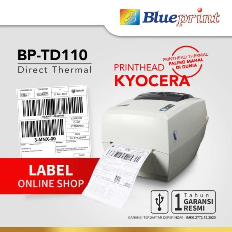 Promo Printer Barcode Thermal Blueprint Td110 Usb - Label Resi Ukuran ...