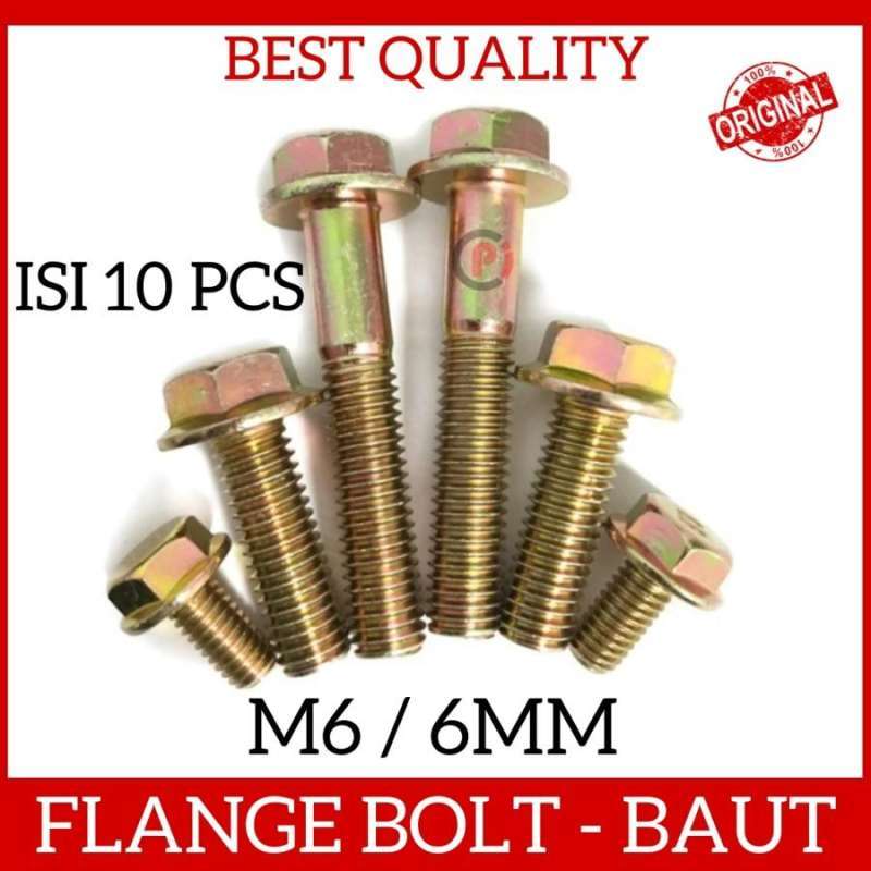 Jual Isi 10 Pcs Flange Bolt M6 / 6mm Baut Flanged Banyak Ukuran Panjang di Seller Cybercom ...