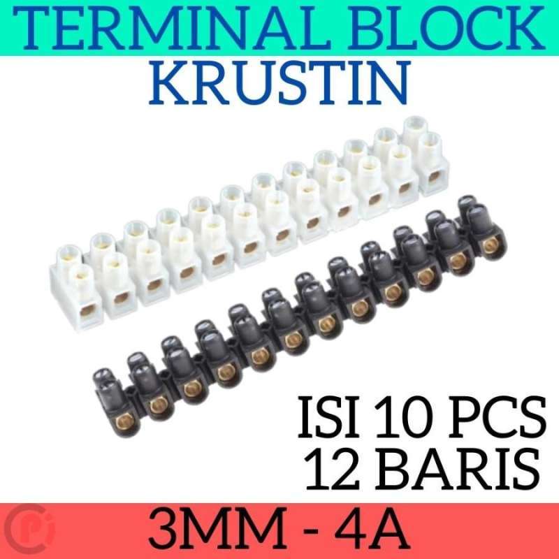 Jual Isi 10 Pcs Terminal Listrik Block Krustin 3mm 4A 12 Baris Per Blok ...