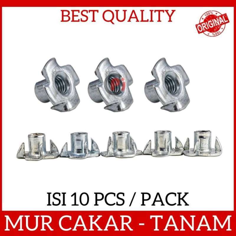 Jual Isi 10pcs Mur Cakar Tanam Kayu T Nut Untuk Baut Box Furniture M5 ...