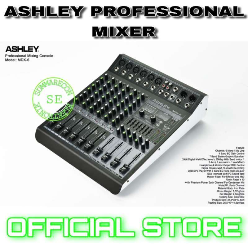 Jual Mixer ashley 6 channel original ASHLEY MDX 6 bluetooth usb pc di ...