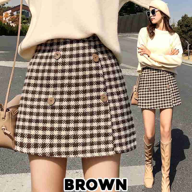 Jual Karakorea 7729 Aegyo Mini Skirt/korean Mini Skirt/rok Kotak Tweed ...