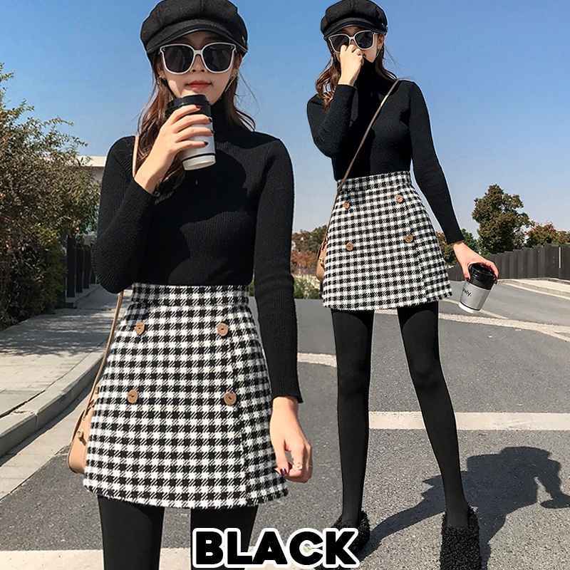 Jual Karakorea 7729 Aegyo Mini Skirt/korean Mini Skirt/rok Kotak Tweed ...
