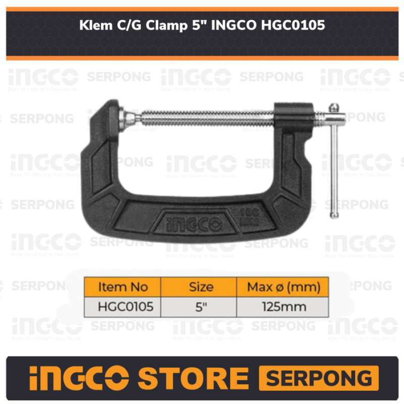 Promo Klem C/G Clamp 5 INGCO HGC0105 Catok Jepit Press Kayu Besi Inch ...