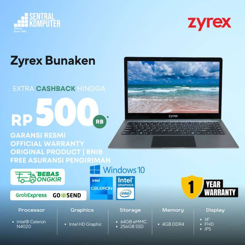 Jual Laptop Zyrex Bunaken Intel® Celeron N4020 4gb Ddr4 64gb Emmc + Ssd ...