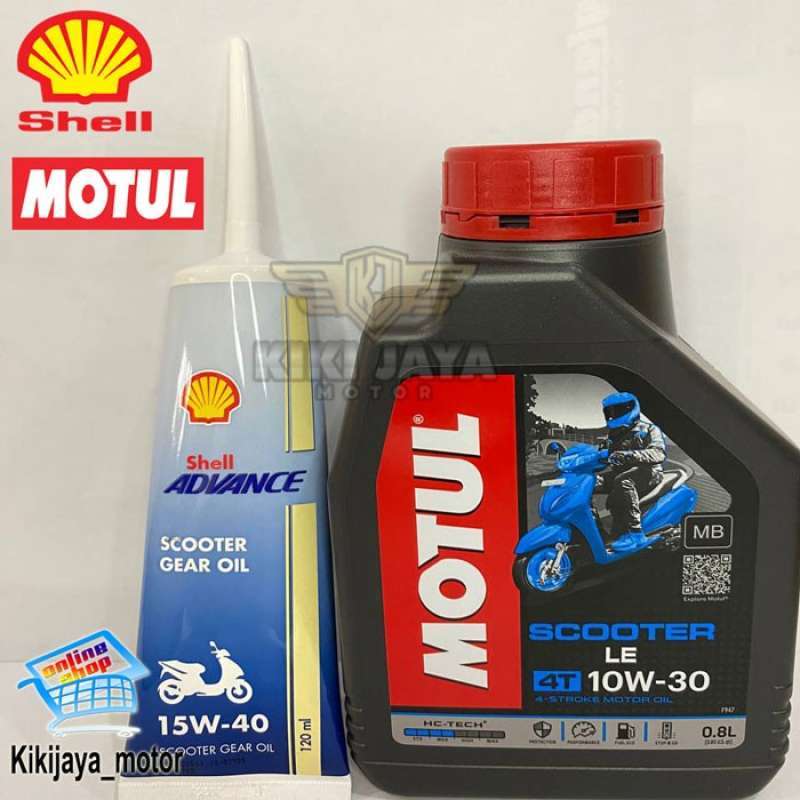 Jual OLI MOTOR MATIC MOTUL SCOOTER LE 4T 10W30(0.8L)+OLI GARDAN SHELL ...