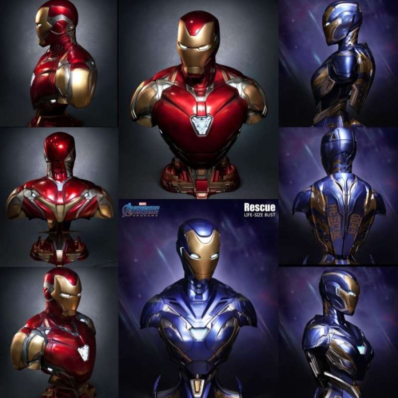 Promo Resin Queen Studio Life Size Bust Iron Man Mark 85 & Rescue ...