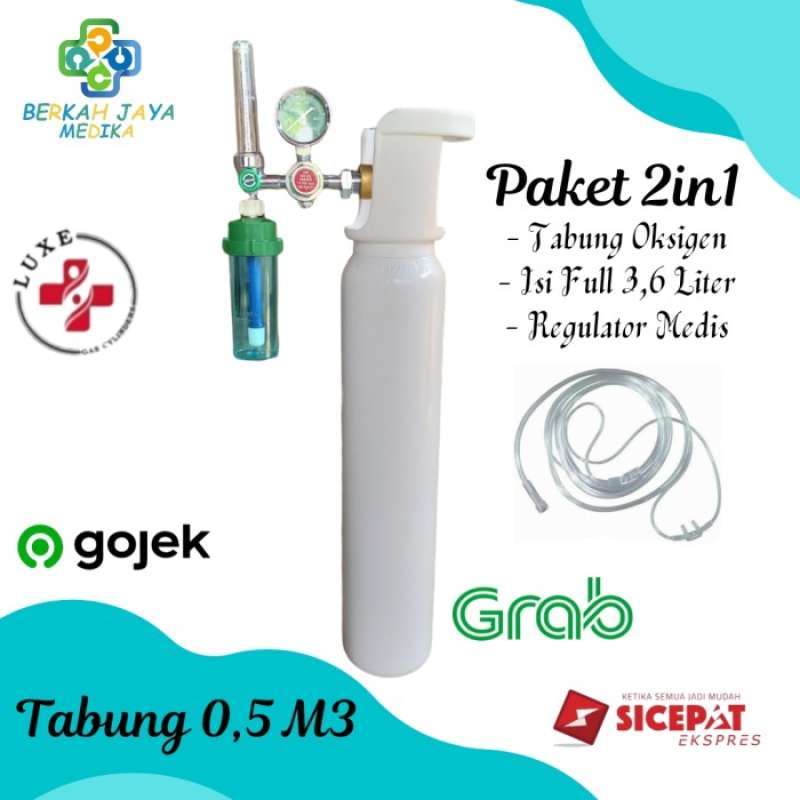 Promo Tabung Oksigen 0,5 M3 + Isi Paket 2In1 Siap Pakai (Tabung ...