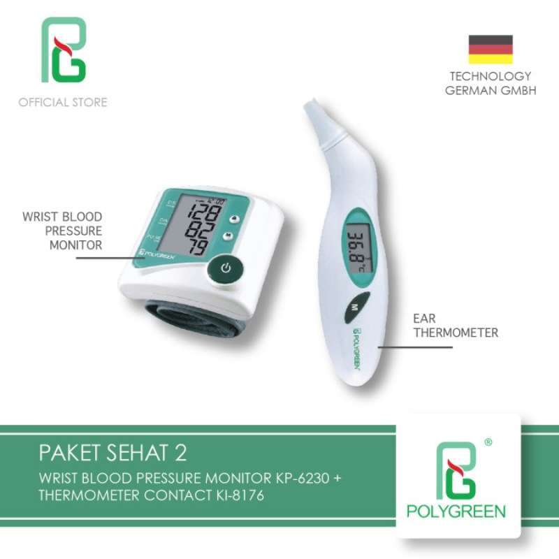 Promo Tensimeter Pergelangan Dan Termometer Telinga Polygreen - Paket 2 ...