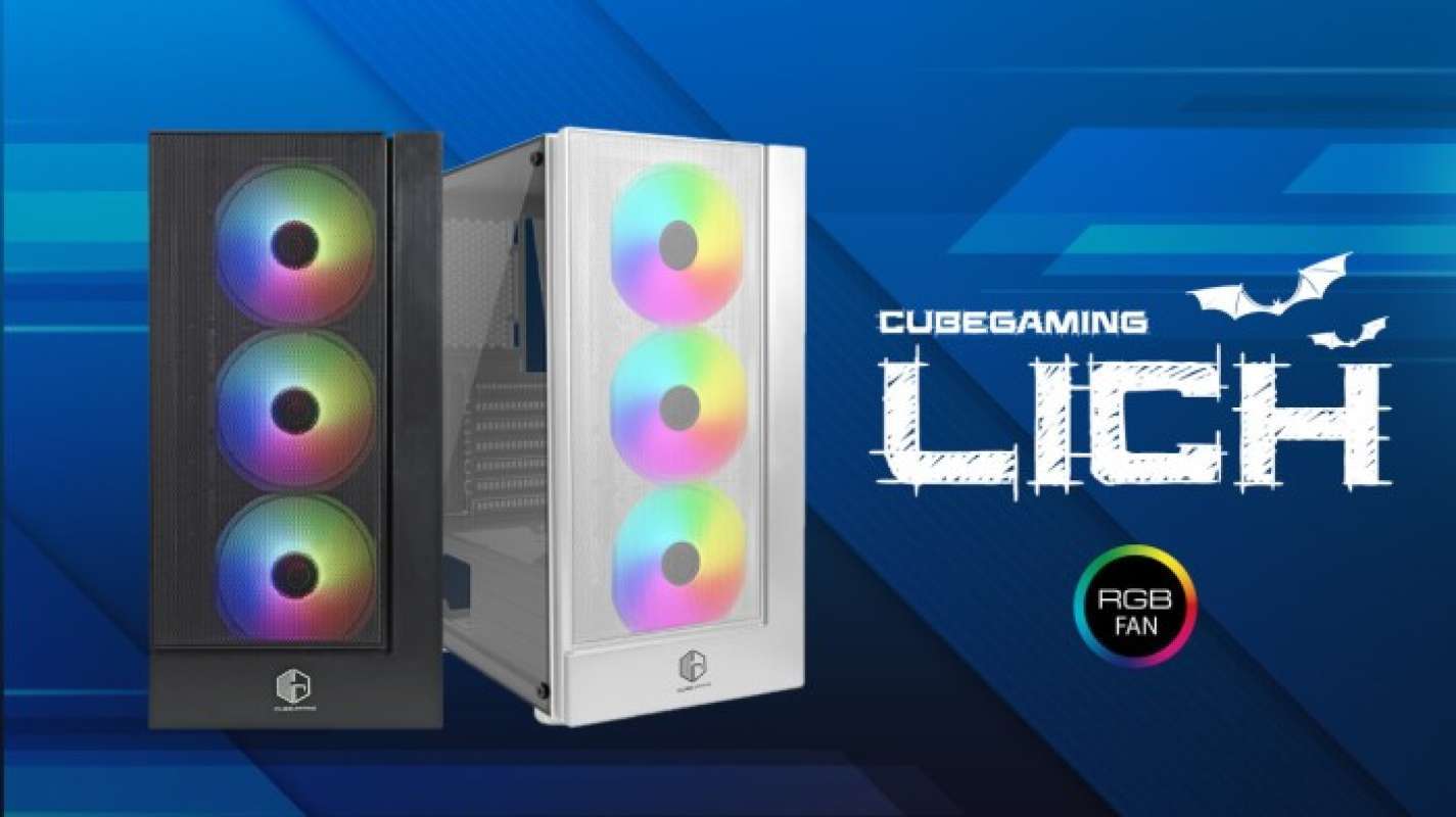 Promo Casing Cube Gaming Lich With 3 Fan Led RGB 120mm Mid Tower ATX ...
